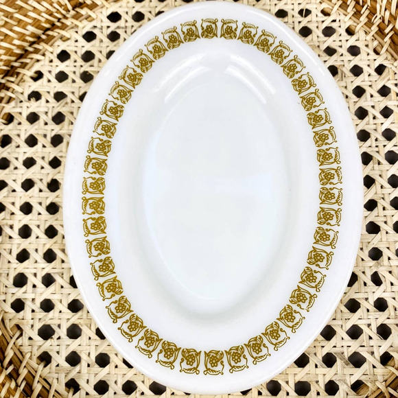 Pyrex | Dining | Pyrex Tiburon 794 Brown Flower Oval Plate 9 38 X 7 ...